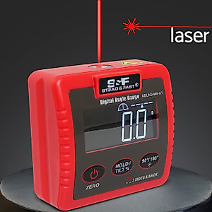S&F STEAD & FAST Digital Angle Gauge Magnetic with Laser, 4 Magnets, Measures and Sets Angles, Angle Cube Protractor Level with Case, Angle Finder Tool for Table Saw, Woodworking