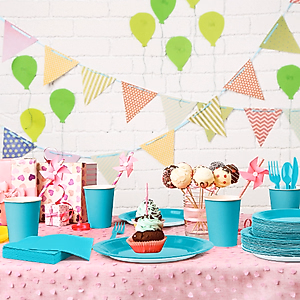 durony 350 Pieces Teal Blue Party Supplies Teal Blue Dinnerware Set Paper Plates Cup Napkins Serve 50 Guests for Birthday Wedding Baby Shower Party Family Picnic