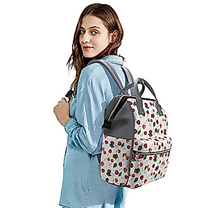 Cherry Berries Watercolor Diaper Bag Backpack Large Capacity Mommy Bags Multifunction Nappy Bag Travel Back Pack Gray-Style