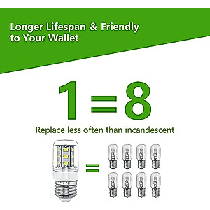 BOGDA Refrigerator Light Bulb KEI D34L Refrigerator Bulb LED Light Bulb Replacement Fit for Frigidaire Kenmore-2 Packs (3.5W 85V-265V E27 5000K White Light)