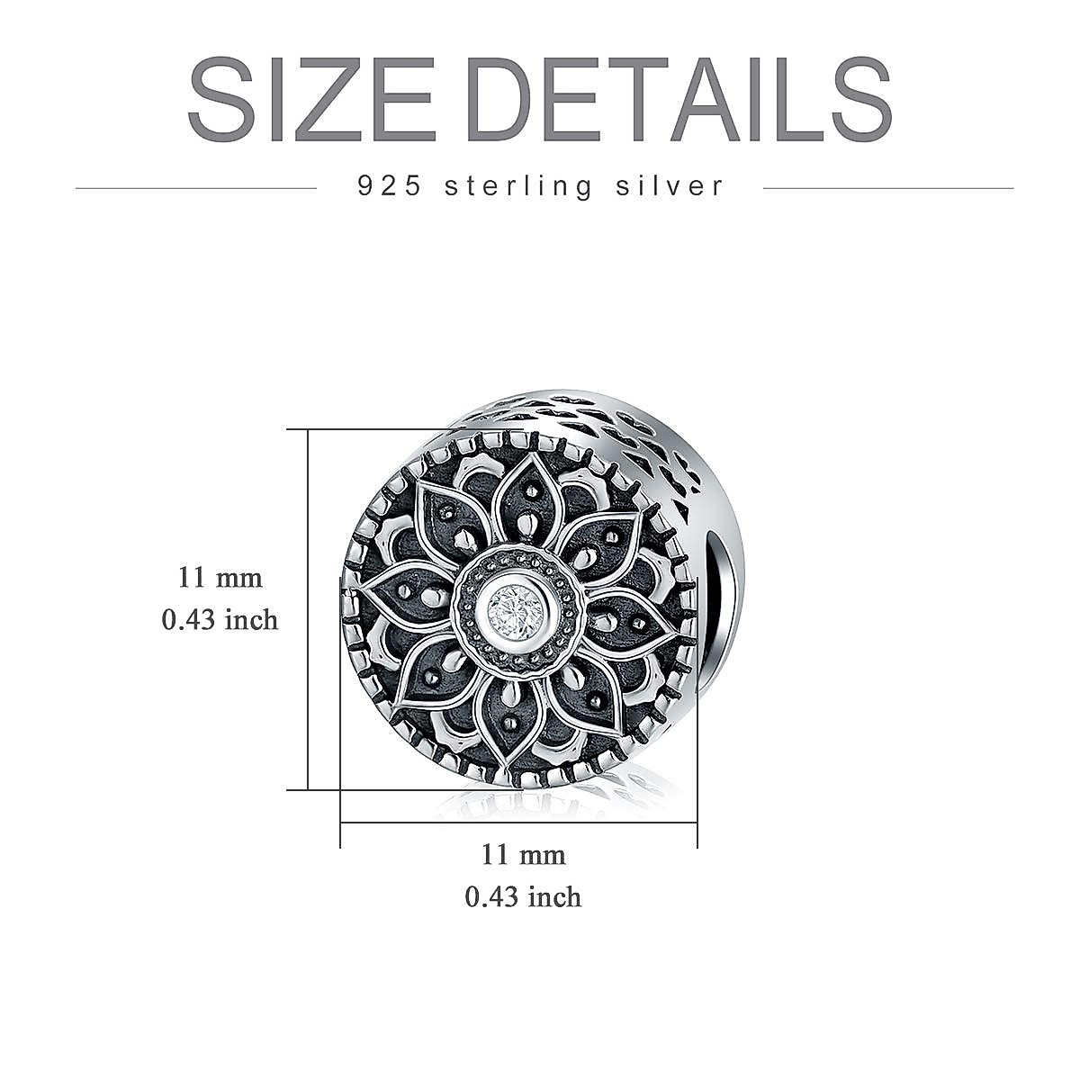 PEIMKO Personalized Lotus Picture Charms Bead Fit Snake Chain Bracelet Sterling Silver Flower Photo Charm Bead for Women (A-Lotus)