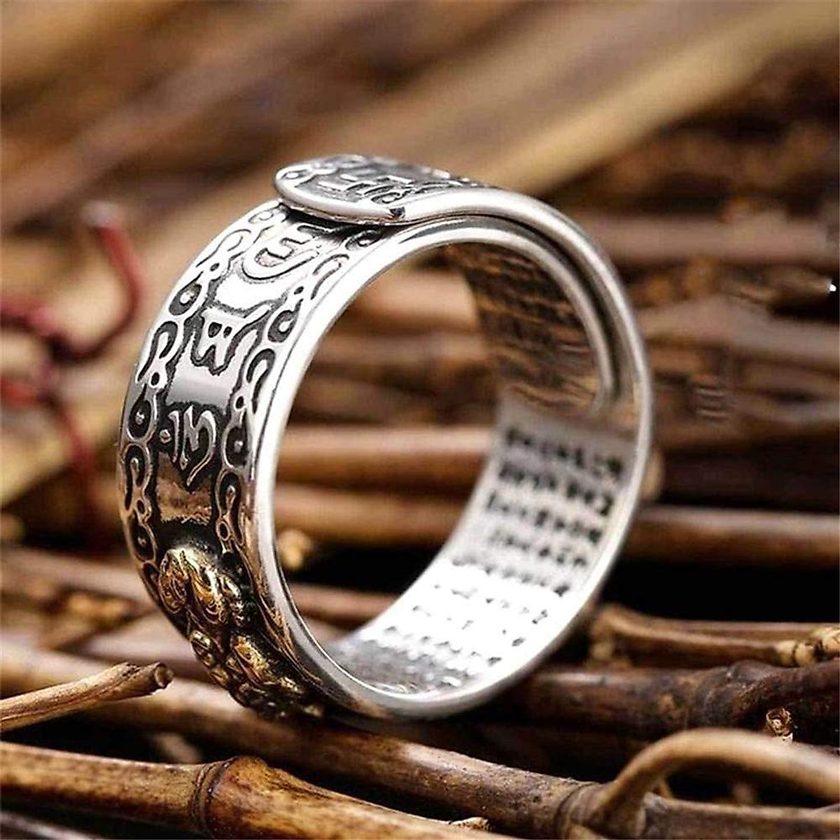 TOWELL Adjustable FENG Shui PIXIU MANI Mantra Protection Wealth Ring