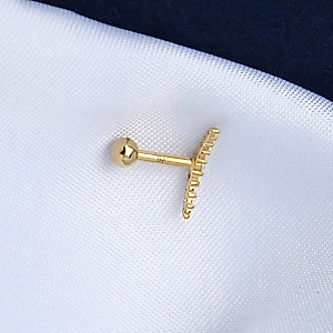 Melighting 16G Helix Earrings 9K Gold Tragus Piercing Jewelry Clear CZ Stud Earring Cartilage Earrings Conch Daith Lobe Piercing for Women Gift