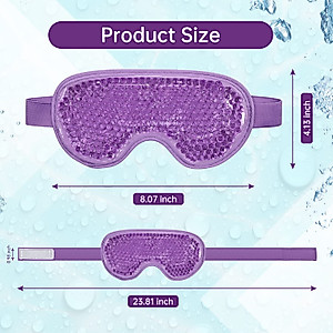 2 PCS Ice Eye Mask Reusable Hot Cold Therapy Gel Bead Eye Mask for Puffiness/Dark Circles/Eye Bags/Dry Eyes/Headaches/Migraines/Stress Relief,Cooling Eye Mask,Ice Pack for Eyes (Purple)