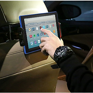 MoKo Headrest Phone/Tablet Car Mount, Adjustable Tablet Holder for 4-12.9" Devices, Fit with iPhone 16/Pro/Pro Max/Plus, iPhone 15/Pro/Plus/Pro Max, iPhone 14 Pro Max/14, iPad Air 4/Mini 6,Black