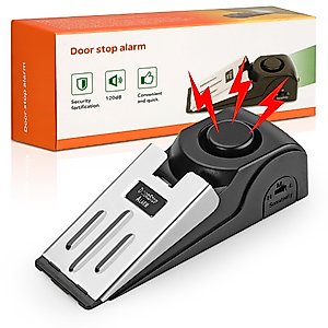 Crosize Upgraded Alarm Door Stops, Portable Security Hotel Safety Door Stoppers for Bottom of Door (Black 1 Pack)