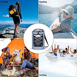 HEETA Waterproof Dry Bag for Women Men(Upgraded Version), 5L/ 10L/ 20L/ 30L Roll Top Lightweight Dry Storage Bag Backpack with Phone Case, Grey 5L