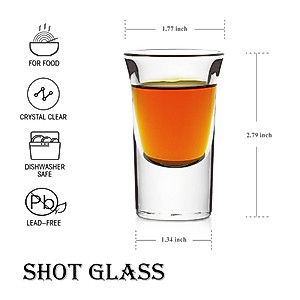 BaveL Shot Glass Set of 6,Heavy Base Clear Shot Glass, Great for Whisky Brandy Vodka Rum and Tequila Shot Set (0.9 OZ)