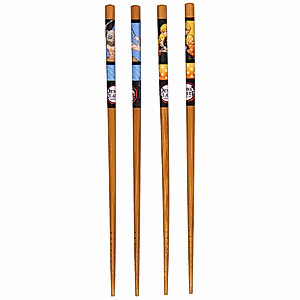 Demon Slayer Set Of 4 Collectible Anime Bamboo Chopsticks 8.85 Inches Long Gift Set