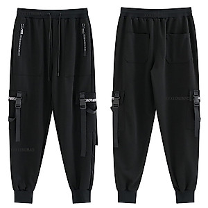 XYXIONGMAO Men's Jogger Techwear Pants Hip Hop Goth Pants Streetwear Harem Pants Sweat Pants Tactical Track Pants Multi Pocket Black Joggers Cargo Cool Baggy Pants (Black, XXL)