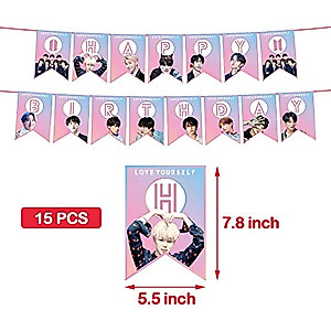 BTS Birthday Party Supplies Include 22 Cake Topper Cupcake Toppers, Birthday Banner, 21 Balloons. 40 Stickers BTS Birthday Party Supplies Include 22 Cake Topper Cupcake Toppers, Birthday Banner, 21 Balloons. 40 Stickers BTS Birthday Party Supplies Include