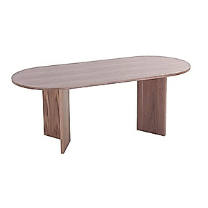 kevinplus 78'' Mid Century Modern Dining Table for 6, Oval Wooden Dining Table Dinner Table for Kitchen Living Room Office, Easy Assembly, Walnut