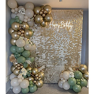 Sage Green White Sand Gold Balloon Garland Arch Kit-186pcs Sage Green White Sand Chrome Gold Balloons for Woodland Jungle Safari Birthday Baby Shower Bridal Shower Gender Reveal Party
