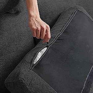 Jarenie Sectional Sofa with Storage and Cupholder, 4 Seat L Shaped Couch with Reversible Ottoman, Wooden Legs, Upholstered Fabric Sofa Couches for Living Room, Apartment, Office (Dark Grey)