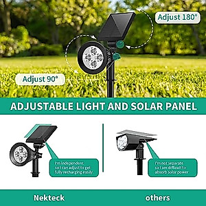 DIGBYS Solar Spotlights Outdoor Waterproof, 2-in-1 Outside Lights Landscape, Waterproof Security, with 3 Modes Solar Outdoor Spot Lights,2PcsWarmLight-7LED