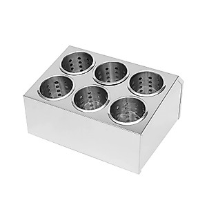 LOYALHEARTDY 6 / 8 Holes Stainless Steel Flatware Utensil Holder Silverware Utensil Holder Commercial Cookware Organizer Storage for Restaurant Kitchen Catering (6 Holes)