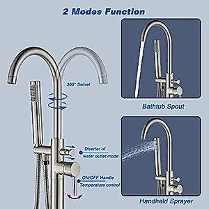 𝐕𝐨𝐭𝐚𝐦𝐮𝐭𝐚 𝐅𝐥𝐨𝐨𝐫 𝐌𝐨𝐮𝐧𝐭 𝐁𝐚𝐭𝐡𝐭𝐮𝐛 𝐅𝐚𝐮𝐜𝐞𝐭 𝐅𝐫𝐞𝐞𝐬𝐭𝐚𝐧𝐝𝐢𝐧𝐠 𝐓𝐮𝐛 𝐅𝐢𝐥𝐥𝐞𝐫 Brushed Nickel Standing Shower Faucets with Handheld Shower Swivel Spout Mixer Taps