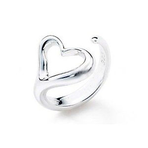 C&D Jewelry Adjustable Rings for women - Heart Ring - (one size fits all rings) Open Back adjustable open heart shaped ring band - (Silver Plated) fashion rings for women (Adjustable Open Heart Ring)