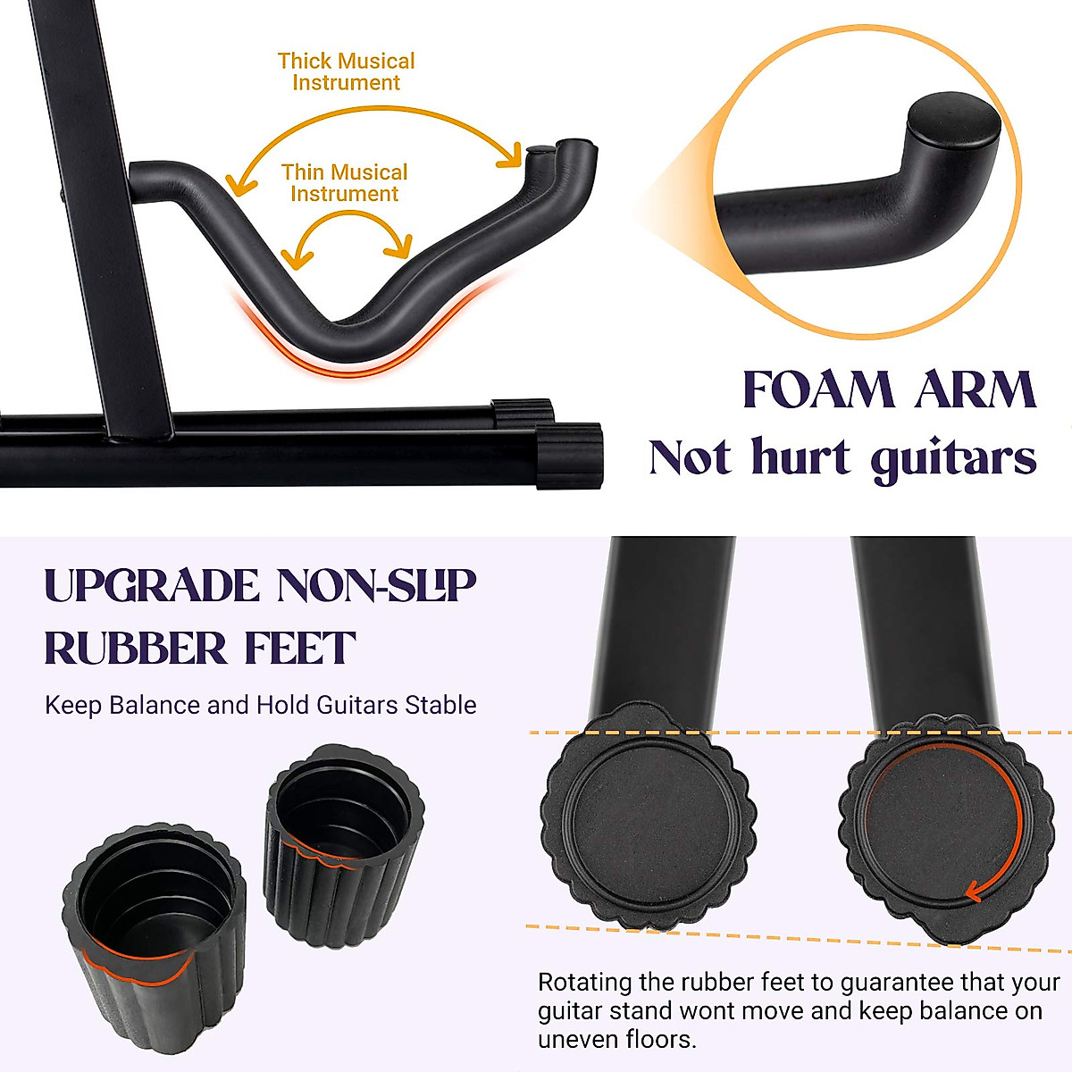 CAHAYA Guitar Stand A-Frame Universal for Acoustic Classical Electric Bass Guitars Floor Guitar Stand CY0252