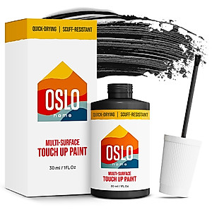 Oslo Home Touch Up Paint, Black, 1oz, Matte, w/brush in bottle, Quick drying, for Home repairs, Kitchen Cabinets, Furniture, Walls