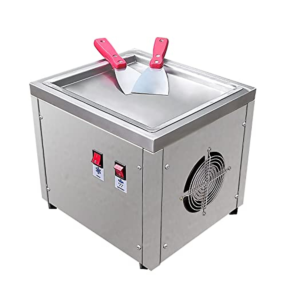 Mvckyi Commercial Countertop Mini Square Fried Ice Cream Roll Machine, Frozen Yogurt Ice Pan Rolled Machine Electric Stir Fry Ice Cream Rolled Maker for Home Bar Cafe