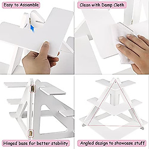 Cupcake Stand for 24 Cupcakes- Rustic Cupcake Stand 3 Tier Collapsible Wooden Cupcake Tier Stand - White Cupcake Holder Stand - Cupcake Tower Display Party Décor - Cupcake Stand Display for Pastry