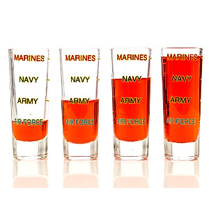 Military Shot Glass Levels, 4 Pack, Military, Veteran, Gift Set, Marine