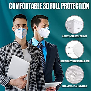 COYACOOL KN95 Mask 50Pcs Face Mask, Individually Packaged 5-Ply Breathable & Comfortable Safety Disposable Face Masks, Filter Efficiency≥95% Protection Against PM2.5,Dust Cup Dust Mask, White