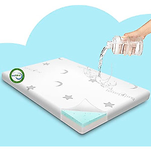 Home4me Pack and Play Mattress 38" x 26" x3'', Dual Sided Mini Crib Mattress, Waterproof Memory Foam Playpen Mattresses, Toddler Mattress Pad with Removable Washable Cover for Cribs and Toddlers