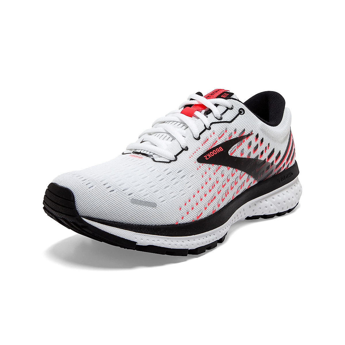 Brooks Women's Ghost 13 Running Shoe - White/Pink/Black - 11.5 Medium