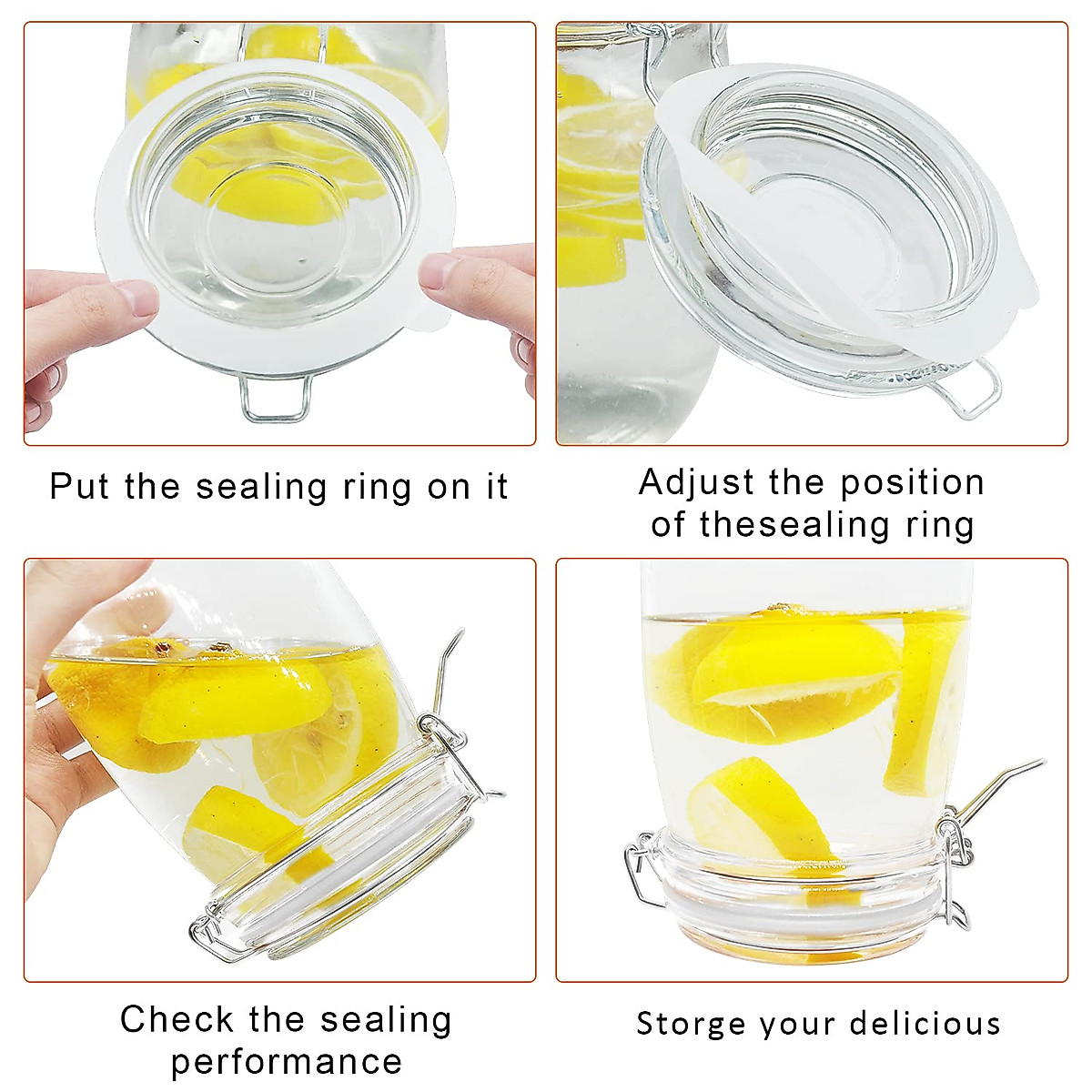 12 Pieces Rubber Seals Rings for Glass Jars, Airtight Silicone Replacement Gasket for Jars, Leakproof Silicone Gasket Sealing Rings for Mason Jars, Elastic and Fits Most Sizes (White)