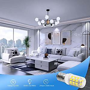 LFLAMPON E12 LED Candelabra Base Small Light Bulb 3W Equivalent 25-30W Incandescent 6000K Cool White Light Bulbs 120V 300LM Non Dimmable for Chandelier,Salt Lamps, Desk Lamp Ceiling Fan(6 Pcs)