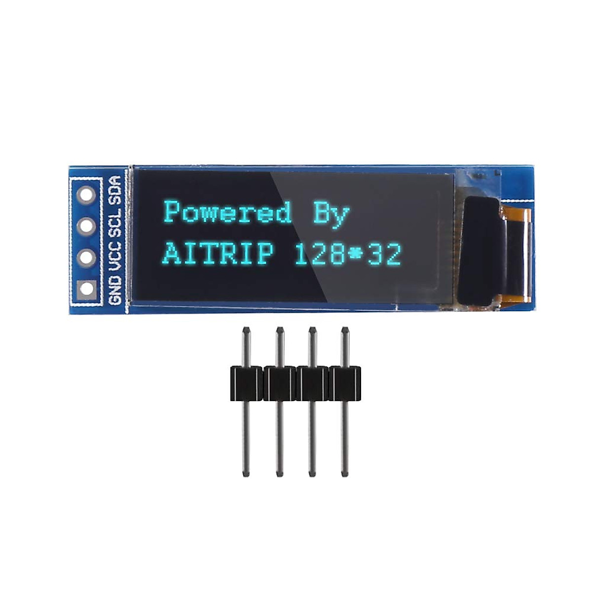 AITRIP 4pcs I2C OLED Display Module 0.91 Inch I2C SSD1306 OLED Display Module White I2C OLED Screen Driver DC 3.3V~5V for Arduino (Blue)