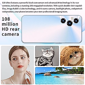 VIQEE Phones U21, 5G Unlocked Phones, 2K FHD+ Screen, Mobile Phones 6GB+256GB ROM+TF 128GB, Snapdragon Gen2 Processor, Smartphone Android Camera 24MP+64+12+12MP, WiFi NFC, Dual Sim - Silver