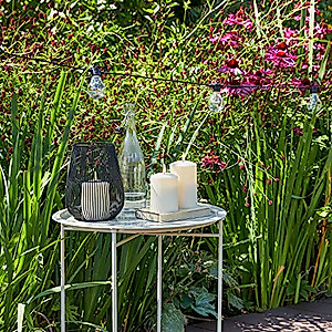 Lights4fun, Inc. Set of 2 Black Metal Wire Battery Operated LED Flameless Candle Lanterns for Indoor Outdoor Use