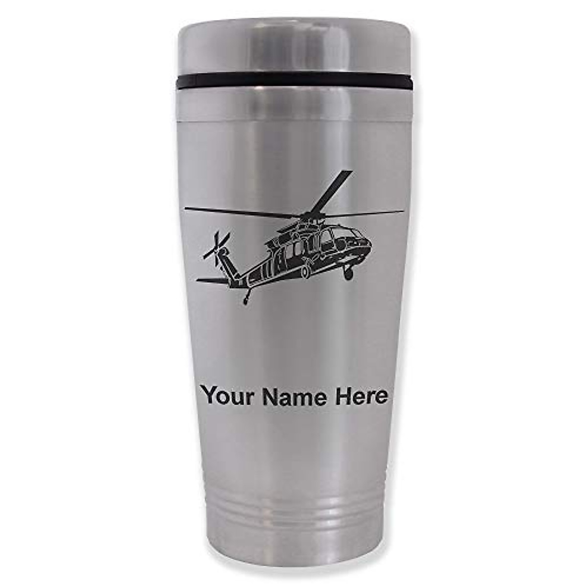 LaserGram 16oz Commuter Mug, Military Helicopter 1, Personalized Engraving Included