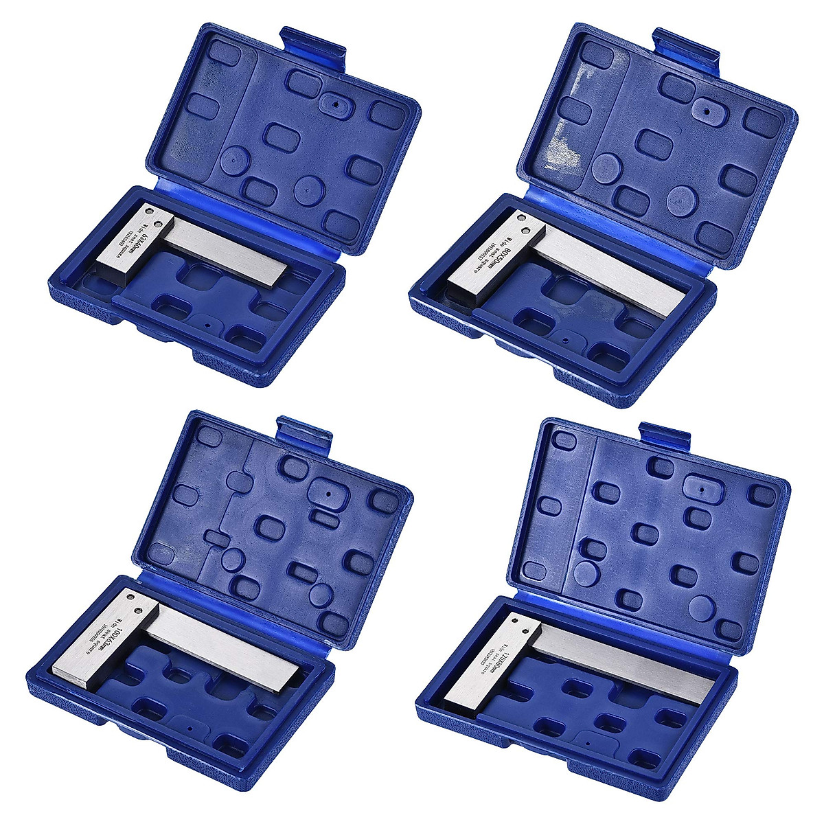 uxcell Machinist Square Set 2.5/3.15/4 / 5 Inch (63/80/100/125mm), Woodworking Try Square Wide Seat Solid Steel Squares, 4pcs in 1 Set