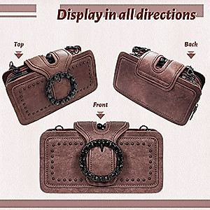 Emprier Square Small Satchel Clutch Purse for Women Cell Phone crossbody Bag Rivet Evening Handbag