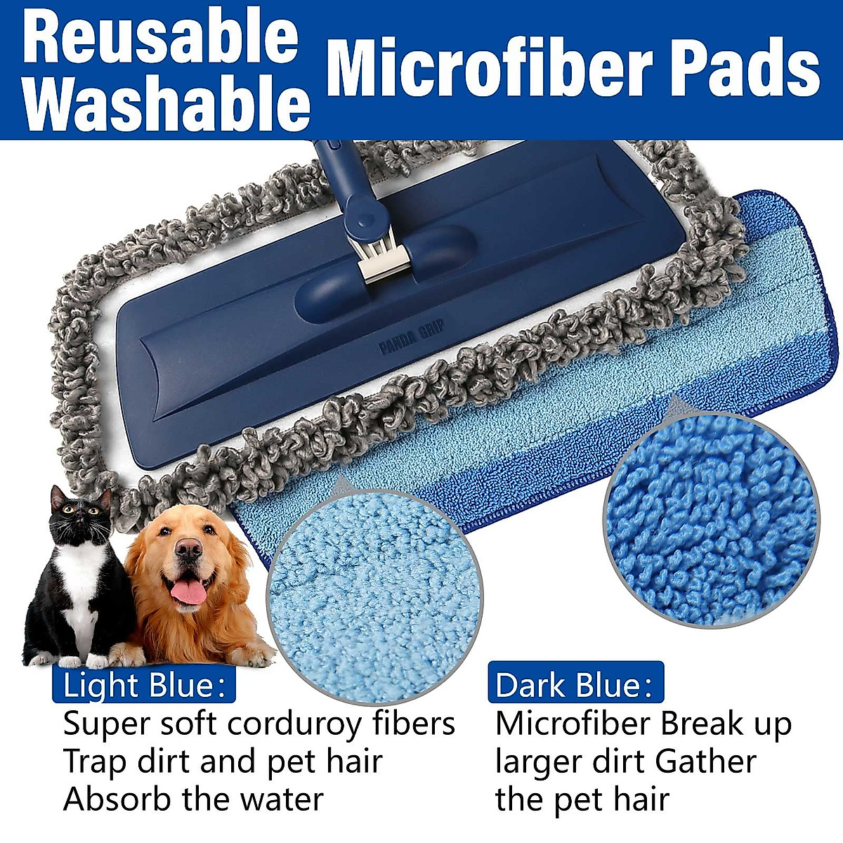 Mops for Floor Cleaning Wet Spray Mop with 14 oz Refillable Bottle and 3 Washable Microfiber Pads Home or Commercial Use Dry Wet Flat Mop for Hardwood Laminate Wood Ceramic