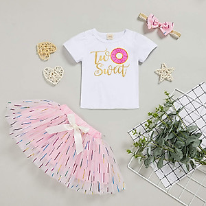 Viworld Toddler Baby Girls Tutu Skirt Set Two Sweet Long Sleeve T-Shirt + Tulle Dress Outfits with Headband (White5, 2 Years)