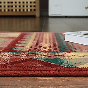 COZYLOOM 9x12 Area Rug Vintage Tribal Distressed Rug Bohemian Farmhouse Rustic Geometric Rug Non Slip Non-Shedding Low Pile Accent Rug Indoor Fluffy Boho Carpet for Living Room Bedroom Home Office