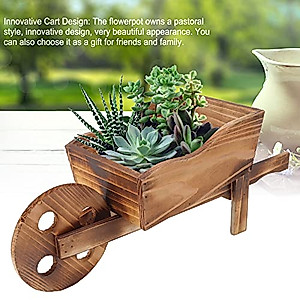 Creative Cart Plants Flower Pot for Succulent Plants, Rustic Wooden Cart Planter Container Bonsai, Cute Wheelbarrow Landscape Ornament for Desk Garden Home Balcony Courtyard Decor