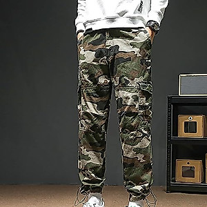 Buddhi Mens Camo Pants Lightweight Athletic Jogger Sweatpants with Pockets Work Military Tactical Camo Pants Combat Trousers Workout Gym Running Pants for Hunting