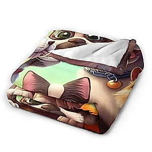 Pet Pals in The Grass - Flannel Fleece Blanket, Cat and Dog Printed, Ideal for Sofa, Bed, and Outdoor Camping, Soft and Comfortable, 50"x60"