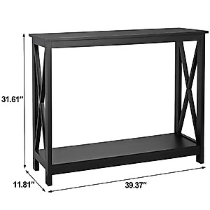 ZENY Console Table, Entryway Table, Narrow Sofa Table with 2-Tier Shelves, Entrance Table for Living Room, Entryway, Hallway, Foyer (Black)