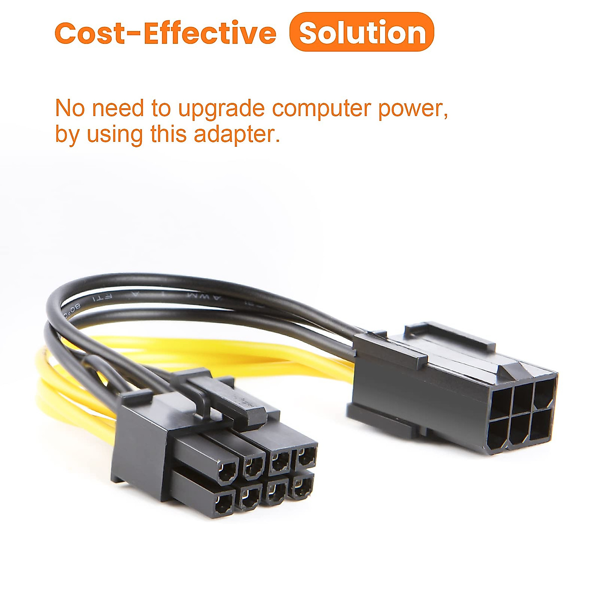 Pcie Cable for CableCreation, 6 Pin Pcie Adapter to 8 Pin Pcie Cable, 2-Pack 6-pin to 8-pin PCIe Express Power Adapter Cable, 4 Inches / 10CM