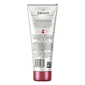 Jergens Rose Body Butter Lotion, Hand and Body Moisturizer with Camellia Essential Oil, for Indulgent Hydration, 7 oz