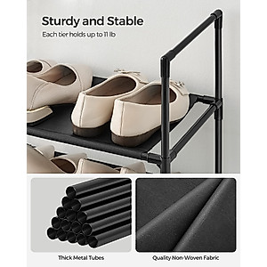 SONGMICS Shoe Rack, 10 Tier Shoe Shelf, Shoe Storage Organizer, Space-Saving, 13 x 13 x 68.1 Inches, Metal Frame, Non-Woven Fabric Shelves, for Entryway, Bedroom, Black ULSR110B02