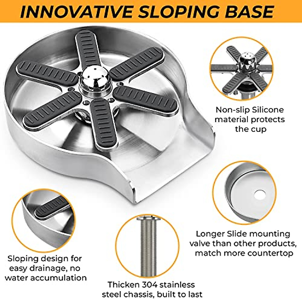 Metal Glass Washer For Kitchen Sink,360 Rotate sprayer, Glass Cleaner For Sink, Glass Cleaner Sink Attachment,Bottle Washer For Sink,Cup Washer Sink Attachment,cup rinser for sink,cup washer for sink