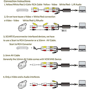 Top-Longer Type C Video Grabber Cassette/Tape Converter/VHS to Digital Converter for VHS to DVD Cassette with Windows 11/10 and Mac OS X Ventura 13.0.1-Updated Version